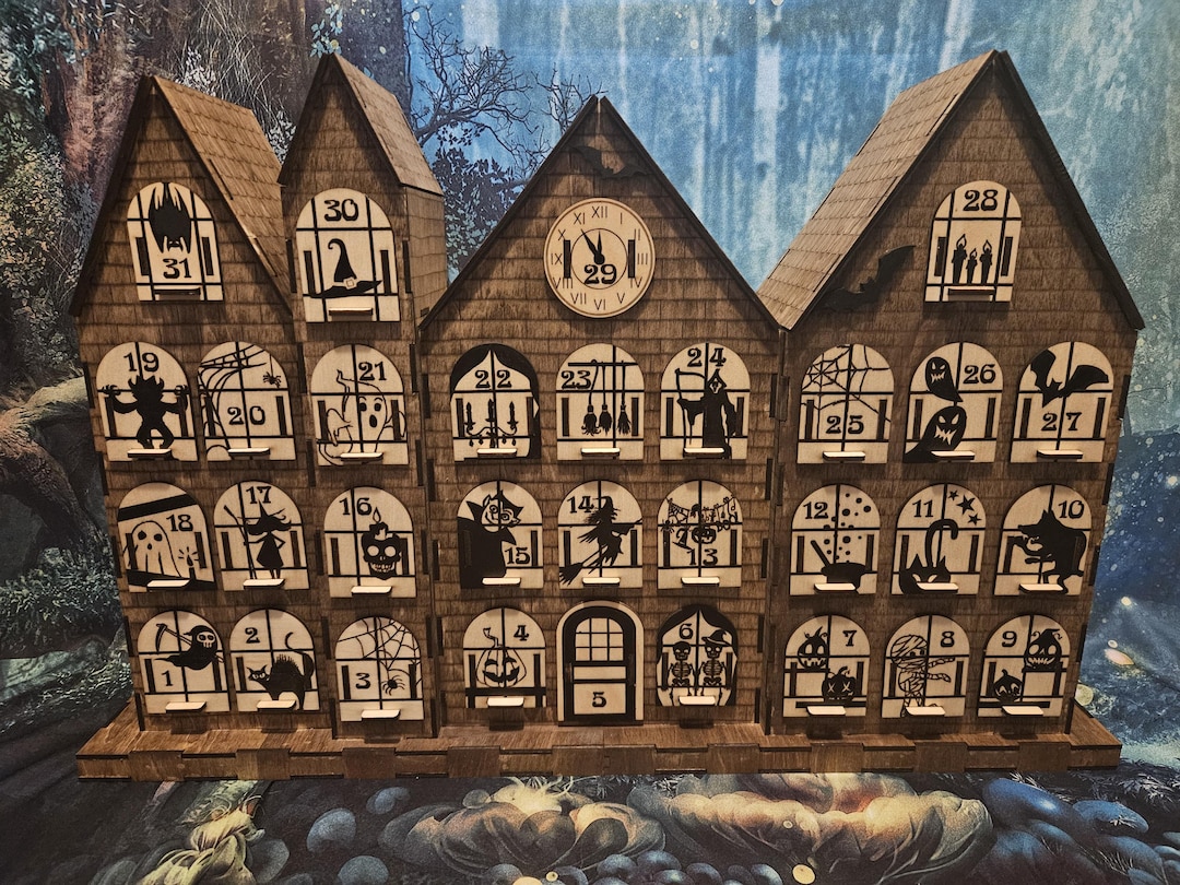 Wood Halloween Countdown Calendar: Haunted House Advent Calendar - Etsy