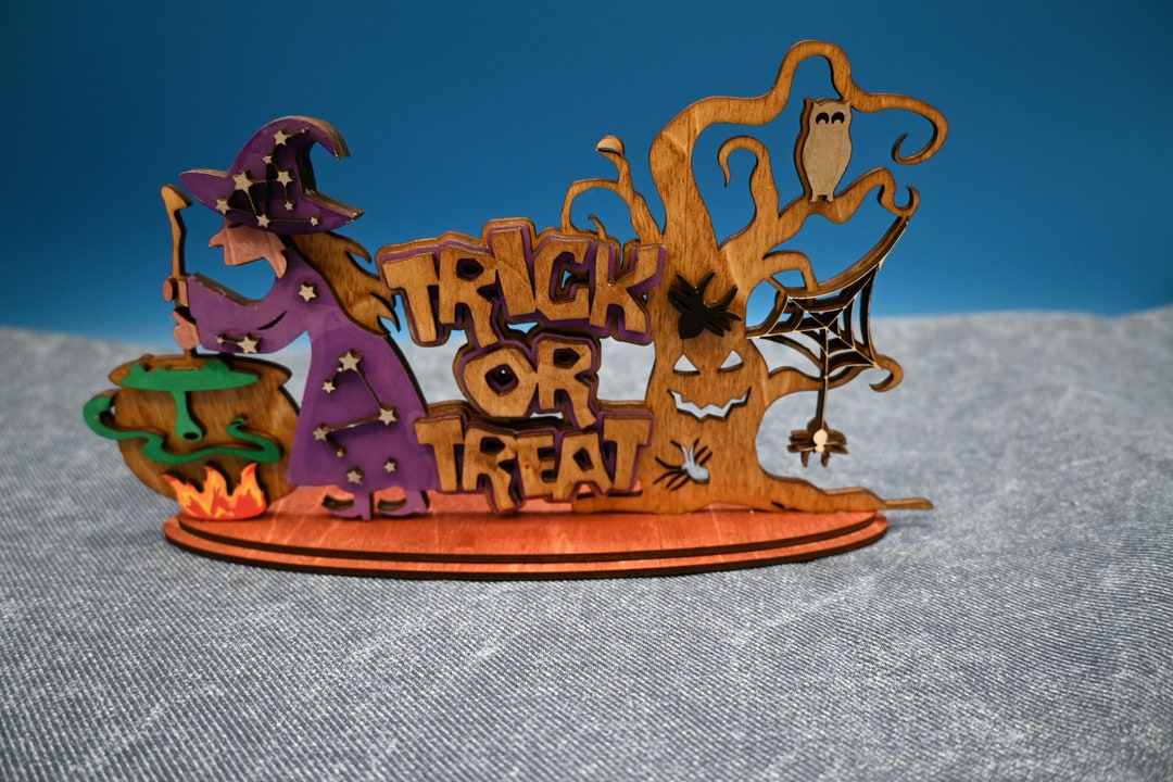 Hand Painted Witch Cauldron Halloween Sign: Trick or Treat Decor - Etsy
