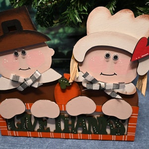 Thanksgiving Sign Wood Front Door Hanger or Porch Sign With Pilgrims ...