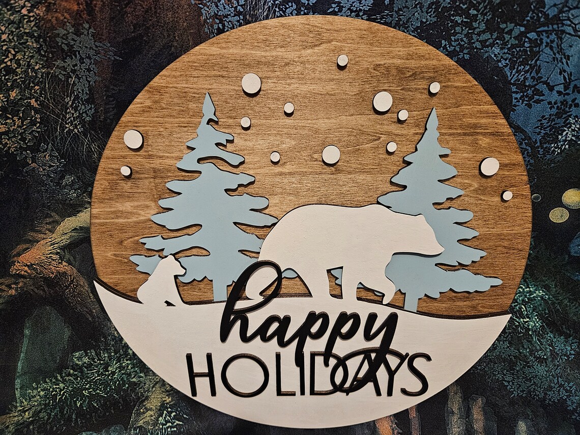 Wood Happy Holidays Sign Front Door Hanger or Front Porch Sign ...