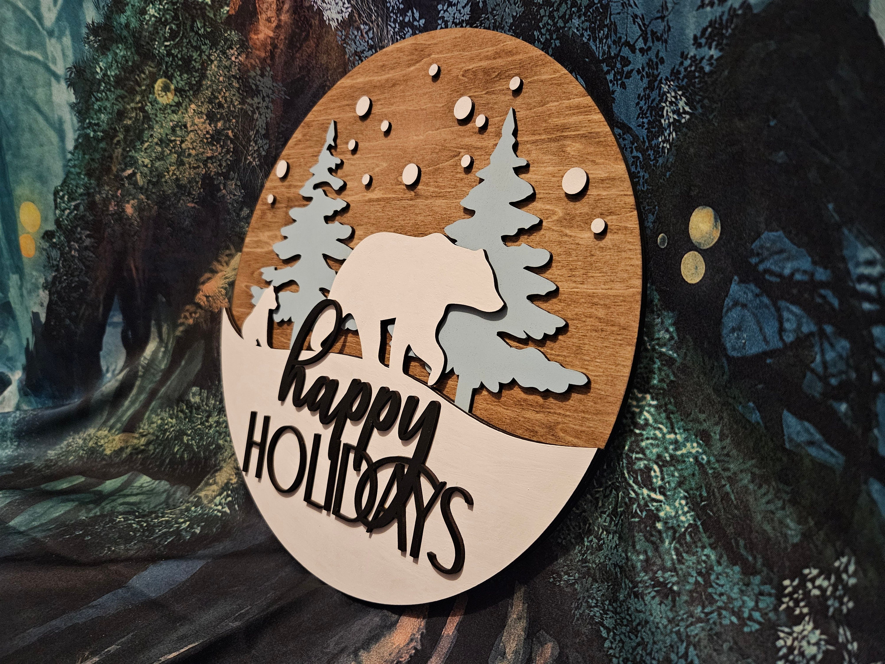 Wood Happy Holidays Sign Front Door Hanger or Front Porch Sign ...