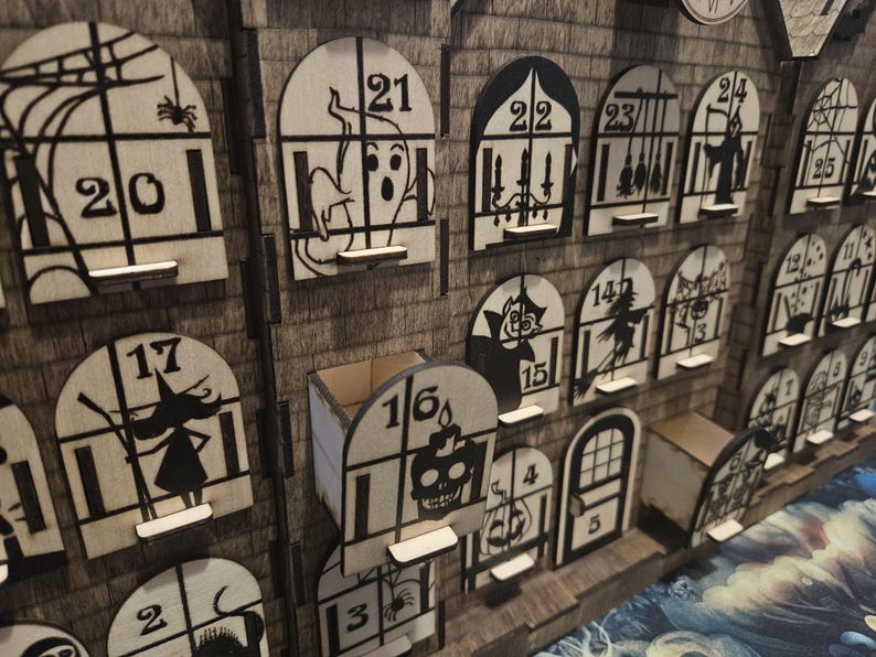 Wood Halloween Countdown Calendar: Haunted House Advent Calendar - Etsy