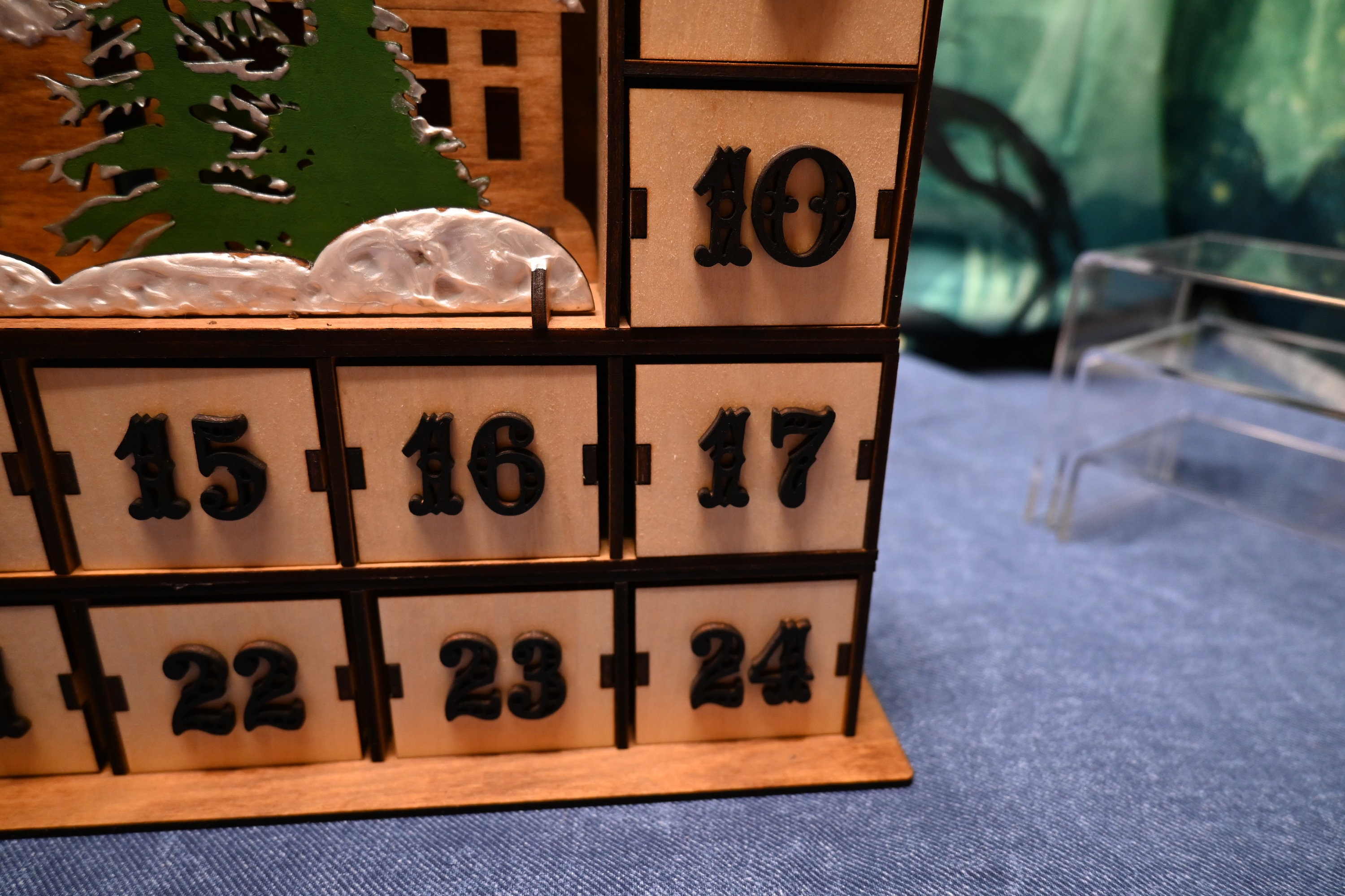 Large Lighted Christmas Advent Calendar With 24 Drawers to Hide Treats ...