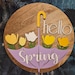 Hello Spring Door Hanger Sign With a Purple Umbrella Holding Spring ...