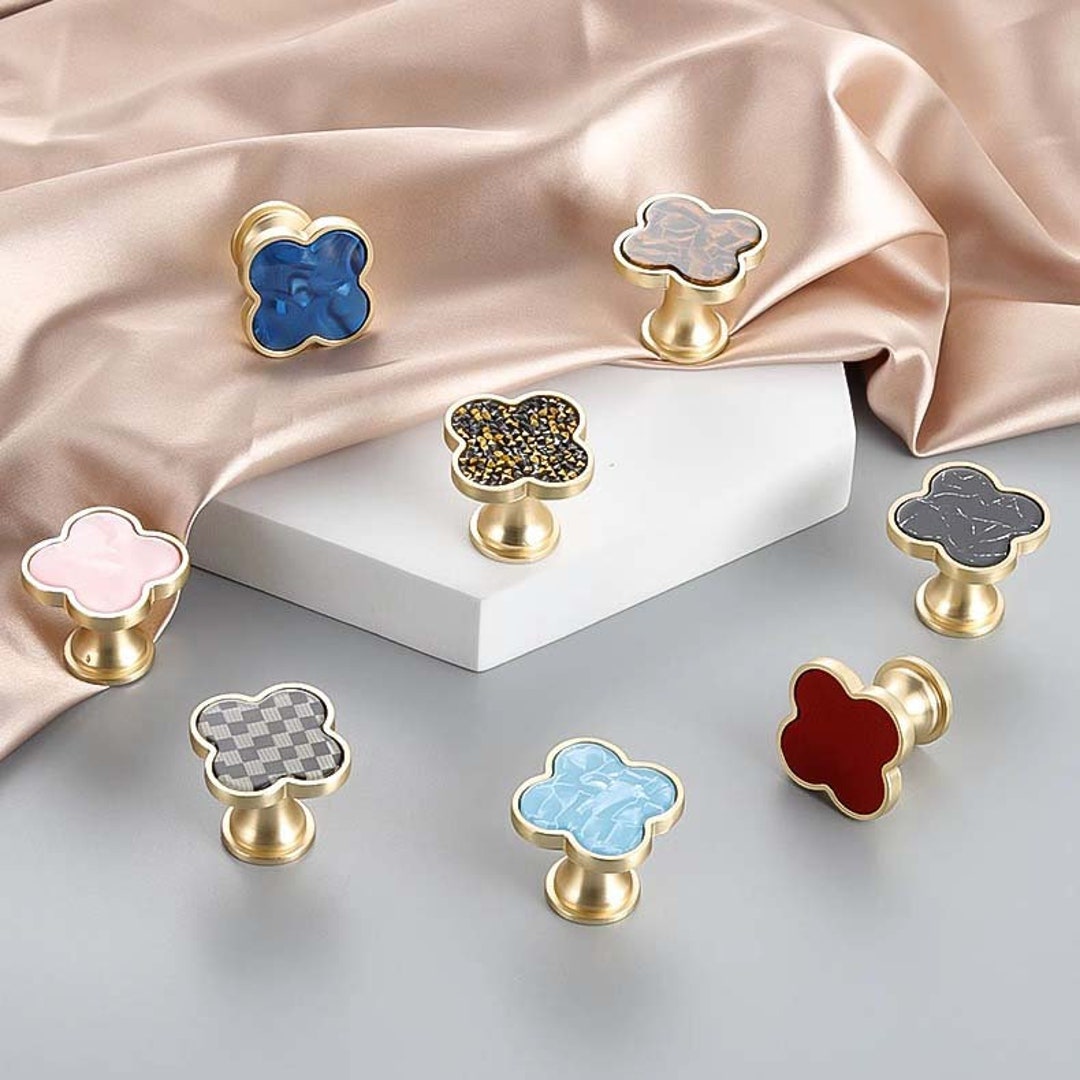 Clover Brass Drawer Knobs Log Drawer Pulls Single Hole - Etsy