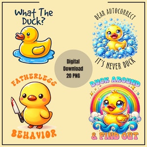 Funny Duck Quotes Sublimation 20 PNG, Clipart Bundle, Funny Duck PNG ...