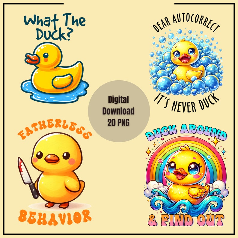 Funny Duck Quotes Sublimation 20 PNG, Clipart Bundle, Funny Duck PNG ...