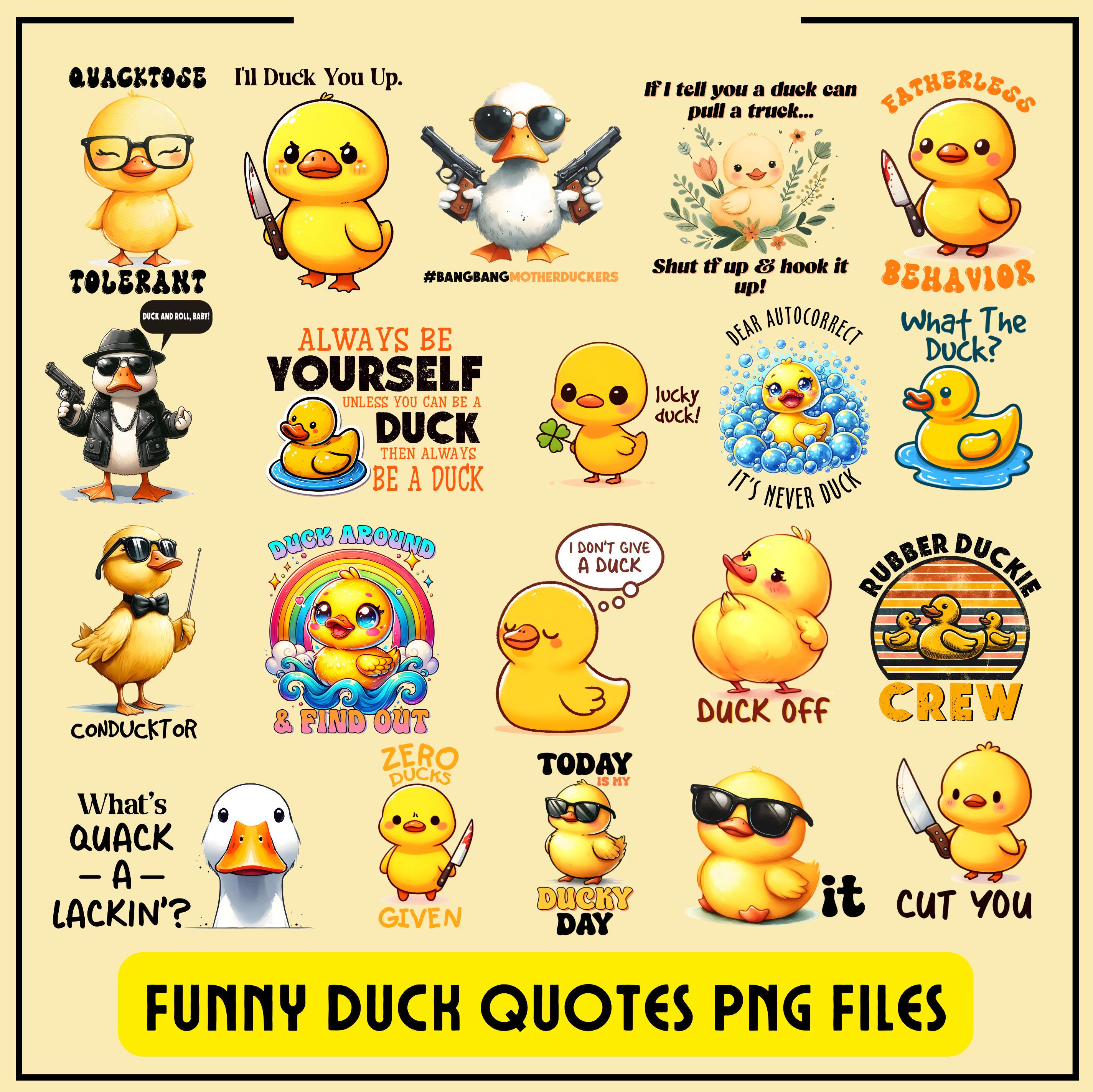 Funny Duck Quotes Sublimation 20 PNG, Clipart Bundle, Funny Duck PNG ...