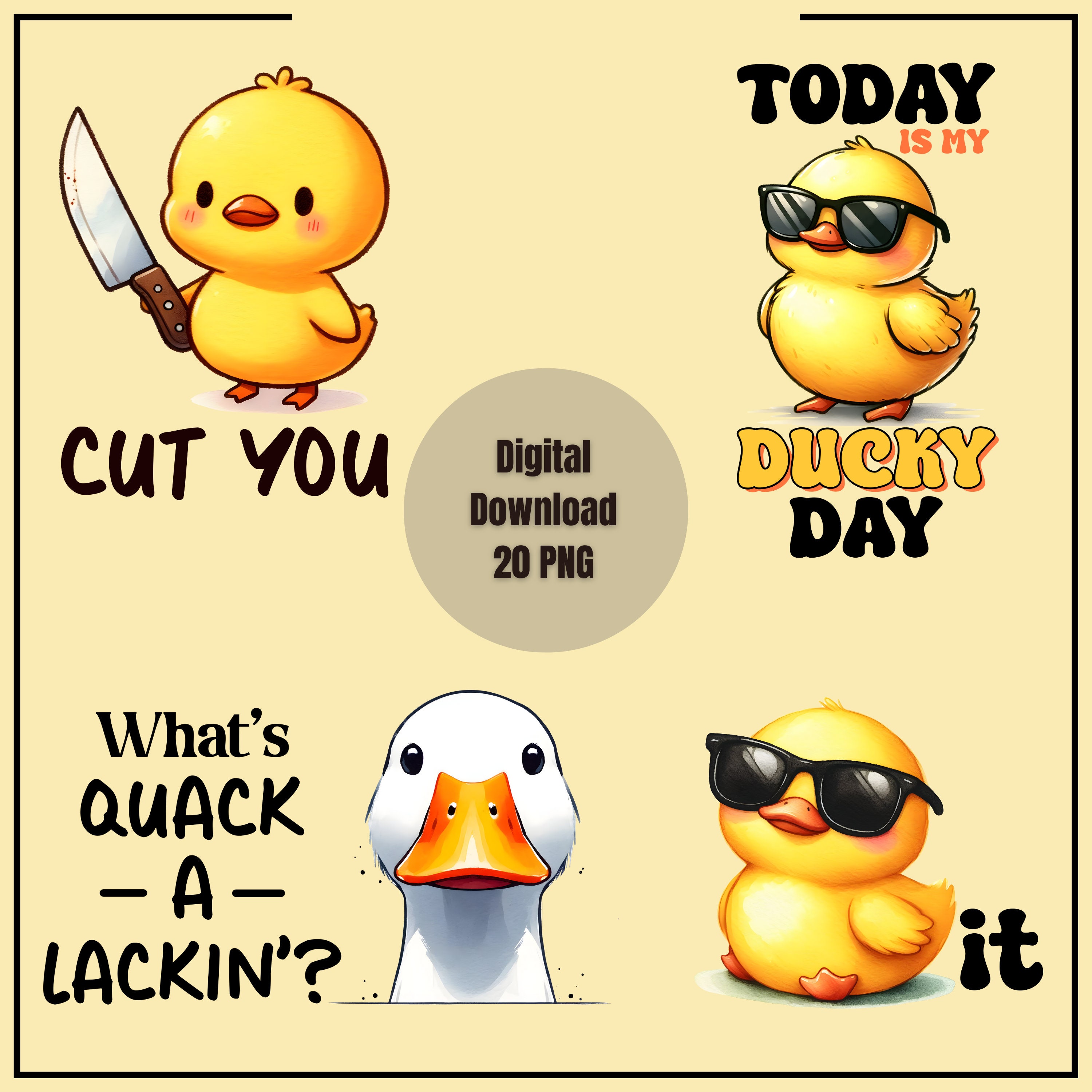 Funny Duck Quotes Sublimation 20 PNG, Clipart Bundle, Funny Duck PNG ...