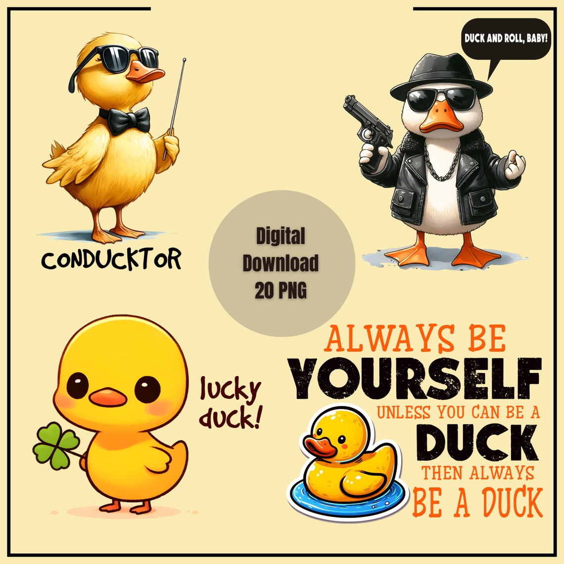 Funny Duck Quotes Sublimation 20 PNG, Clipart Bundle, Funny Duck PNG ...