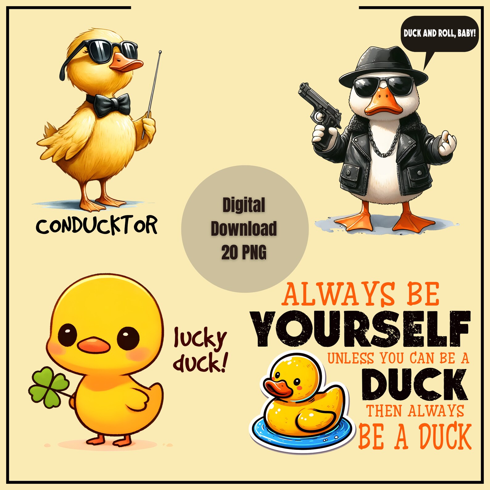 Funny Duck Quotes Sublimation 20 PNG, Clipart Bundle, Funny Duck PNG ...
