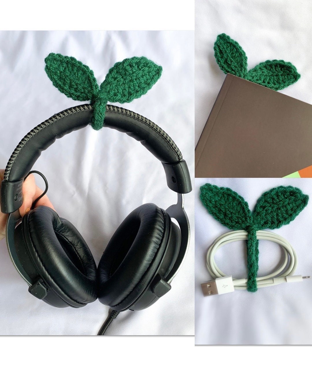 Crochet Sprout Headphone Accessory, Cable Tie or Bookmark | Handmade ...