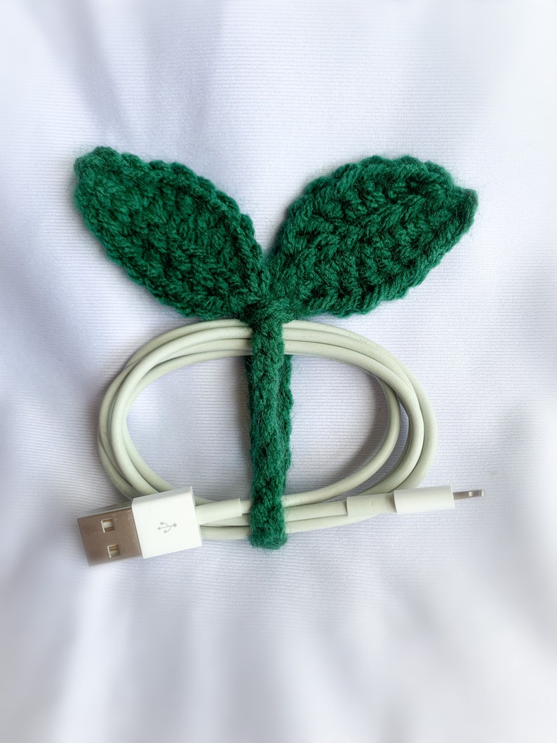 Crochet Sprout Headphone Accessory, Cable Tie or Bookmark | Handmade ...