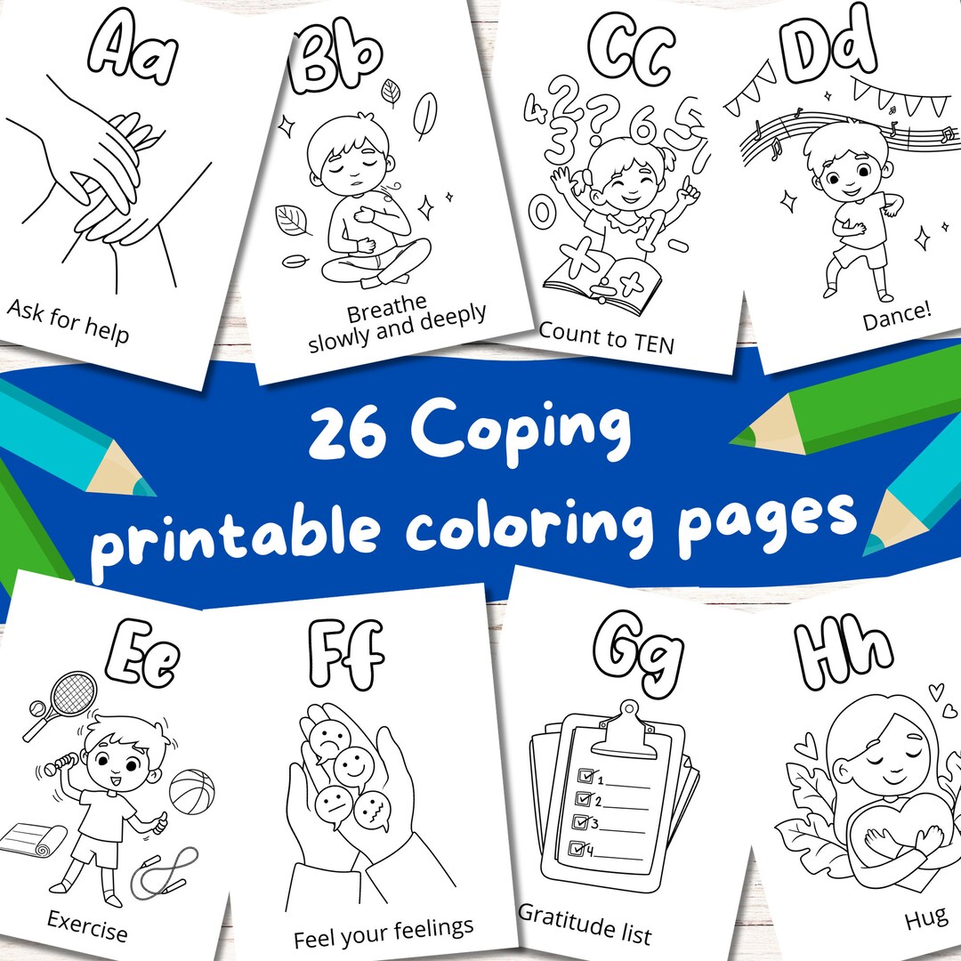 Printable Coping Coloring Pages, Coping Skills Coloring Book, Toddlers ...