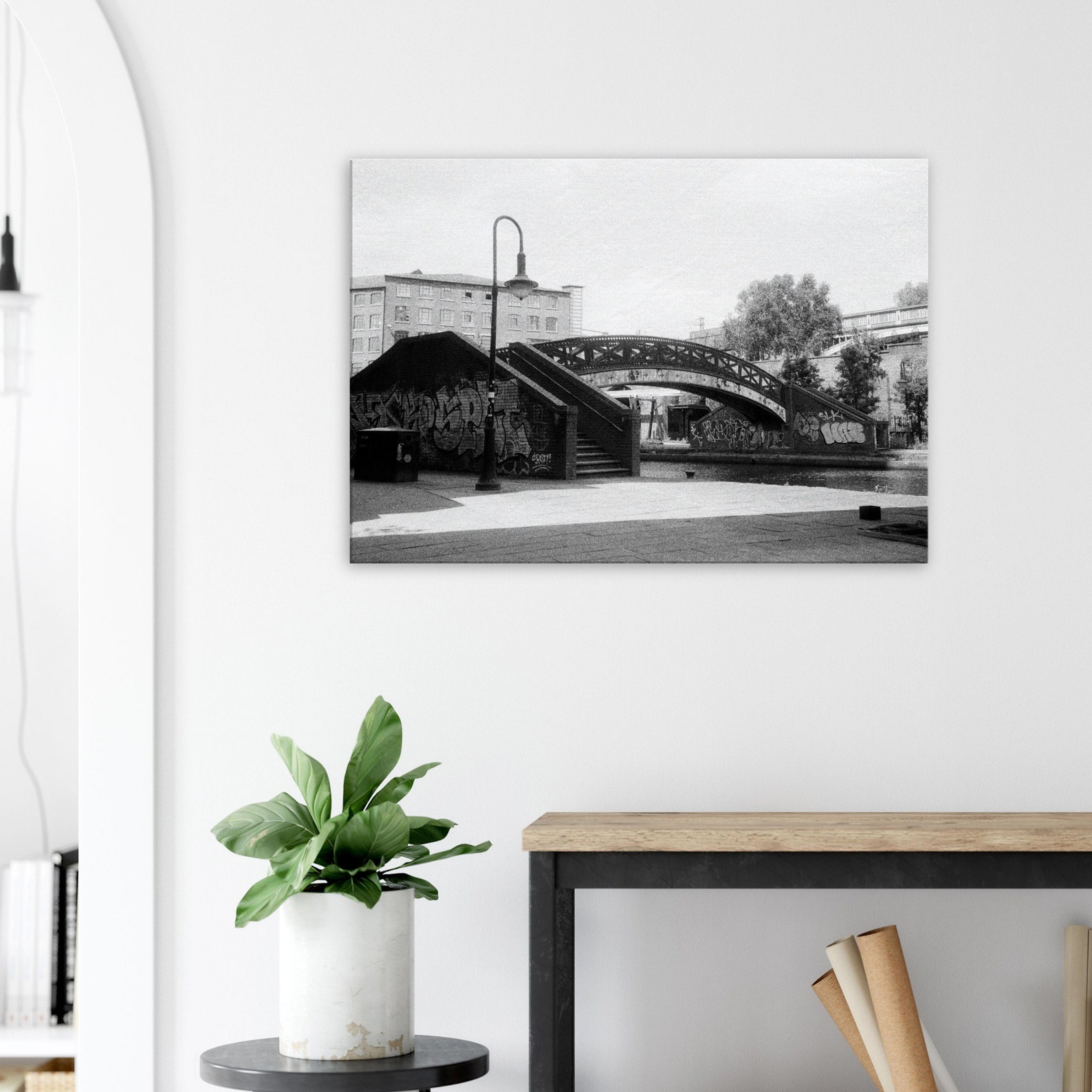 Canvas Print - Black and White Photo, Photo Art, Vintage Photo, Bridge ...