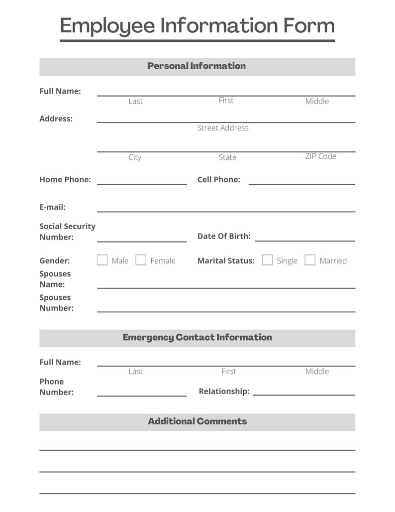 Employee Information Sheet - Etsy