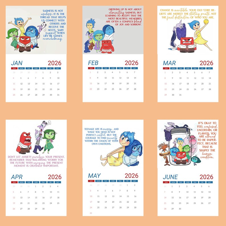 Inside Out 2026 Calendar, Inside Out Monthly Wall Calendar, 2026 Inside ...