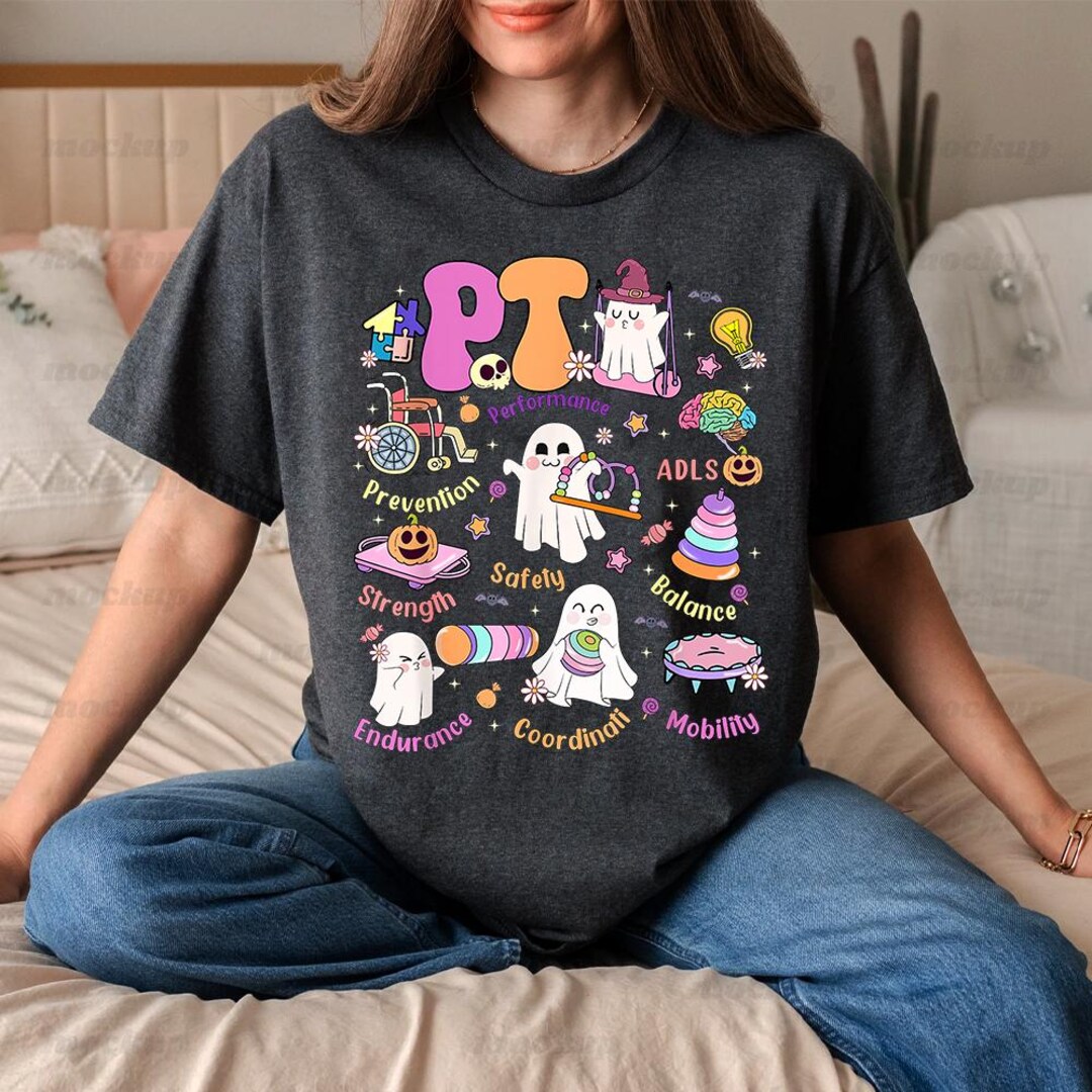 Physical Therapy Spooky Halloween T-shirt, Ghost PT Squad Shirt, Cute ...