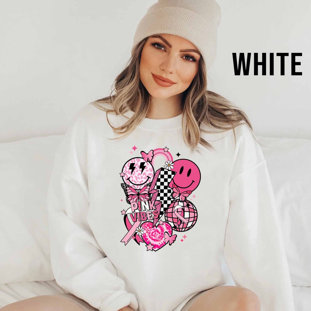 Retro Breast Cancer Awareness Shirt Pink Vibes Shirt In Etsy