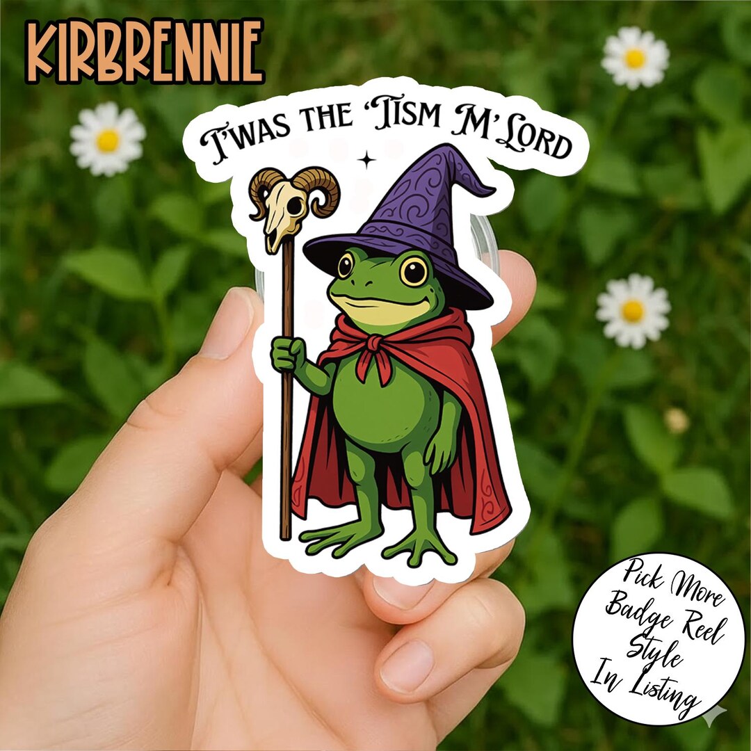 Twas the Tism Frog Wizard Badge Reel, Funny Autism Badge , Autism Gift ...