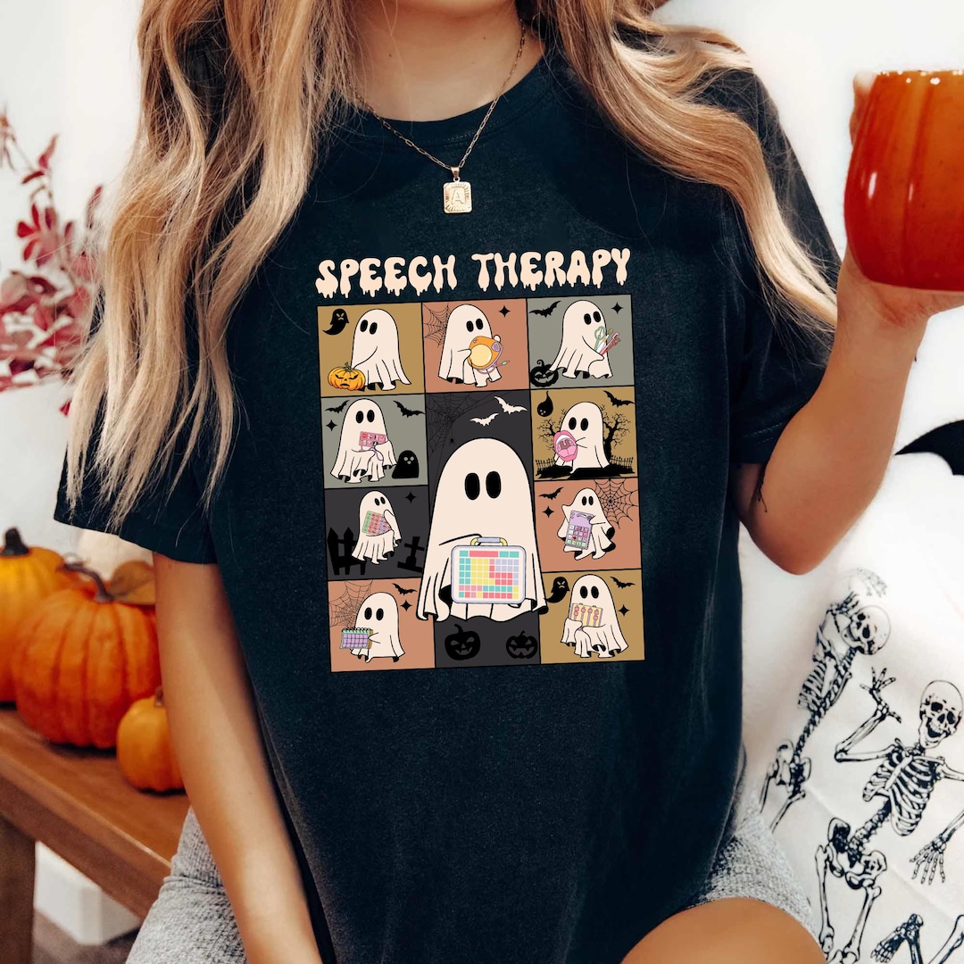 Speech Therapy Spooky Squad Halloween T-shirt, Trick or Speech ...