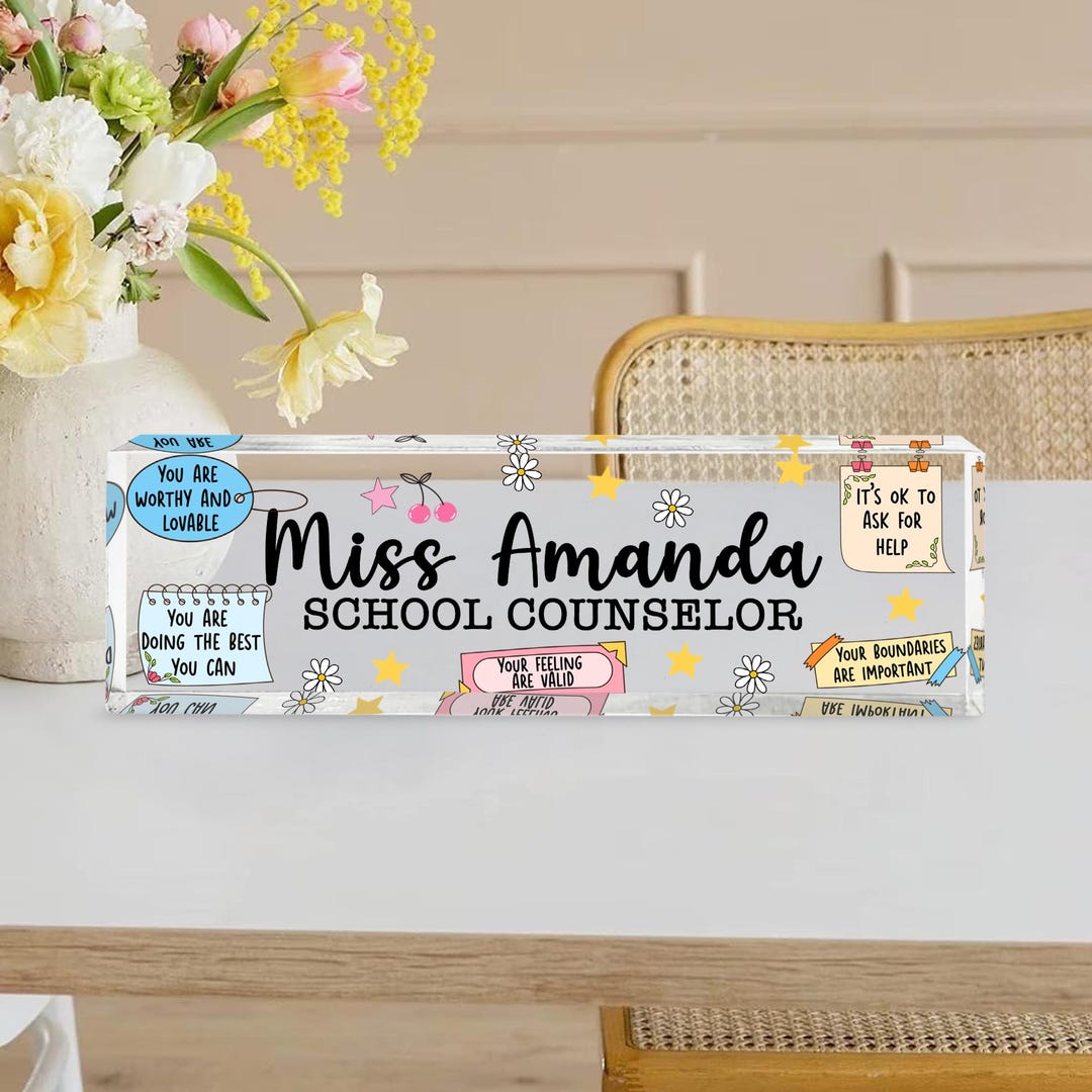 School Counselor Desk Name Plate, Counselor Desk Sign, Mental Health ...
