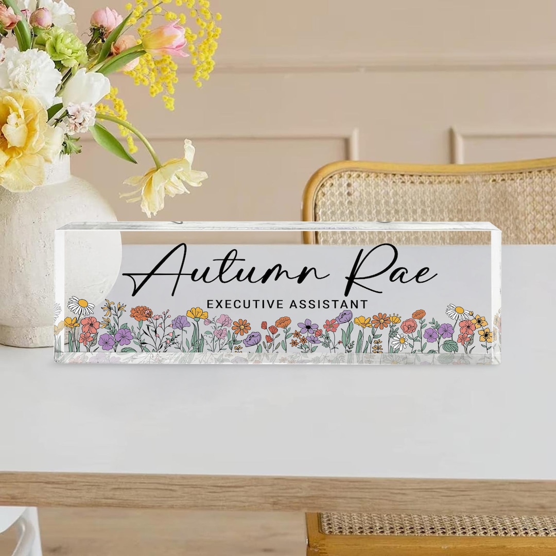 Personalized Executive Assistant Desk Plaque, Floral Office Decor ...