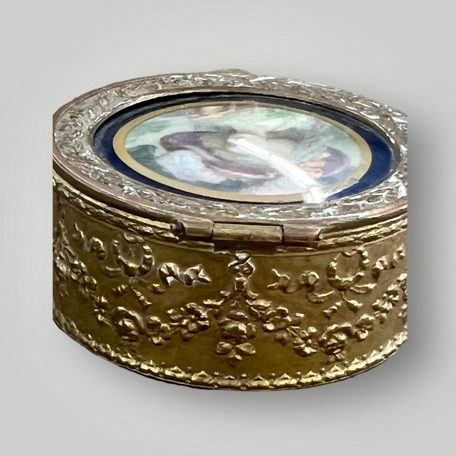 Antique French Powder Box Made in France, Intricate Engraving - Etsy