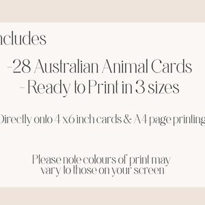 Printable Australian Animal Card Set | Digital Animal Prints ...