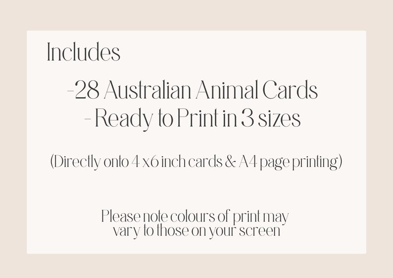 Printable Australian Animal Card Set | Digital Animal Prints ...