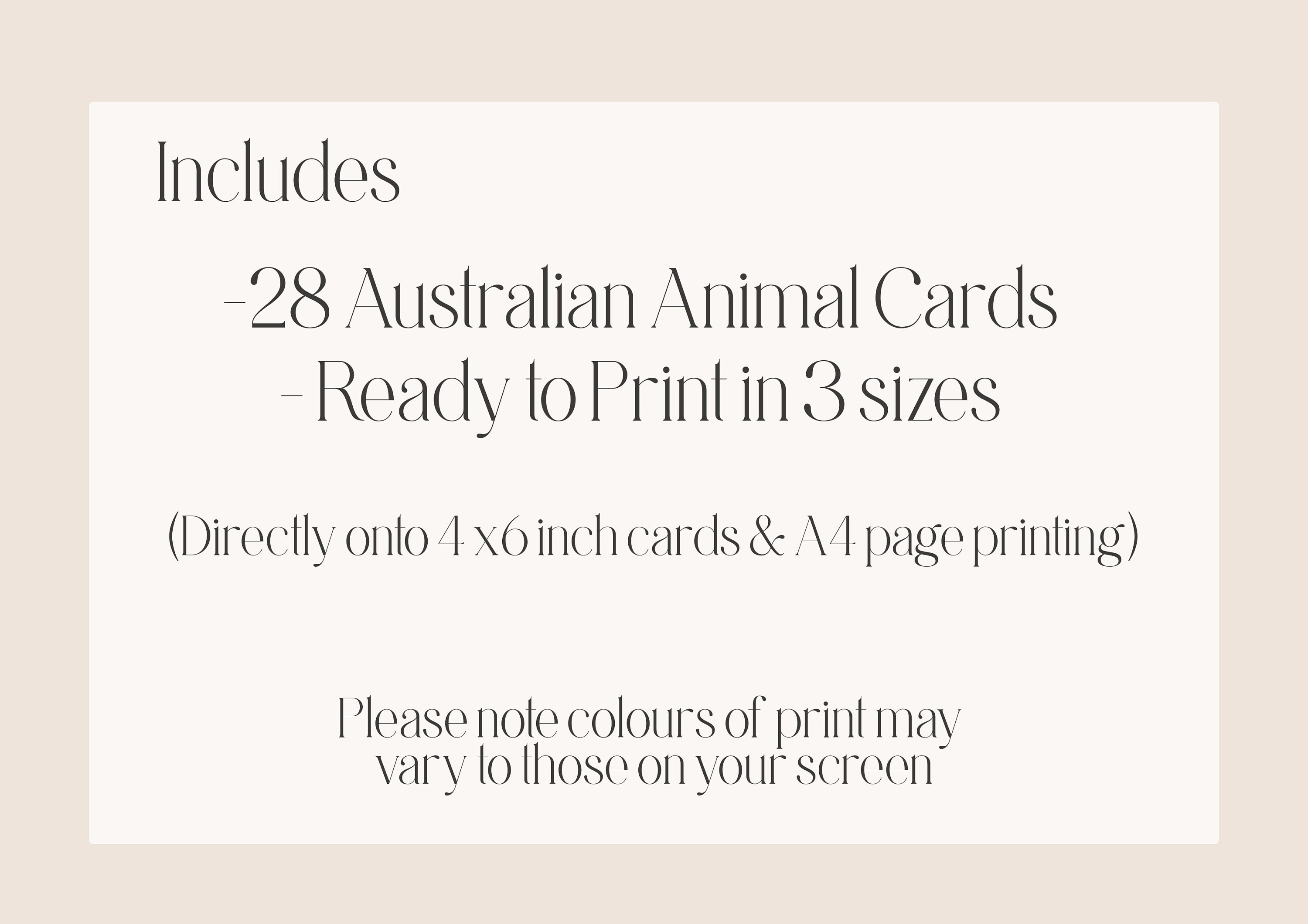 Printable Australian Animal Card Set | Digital Animal Prints ...