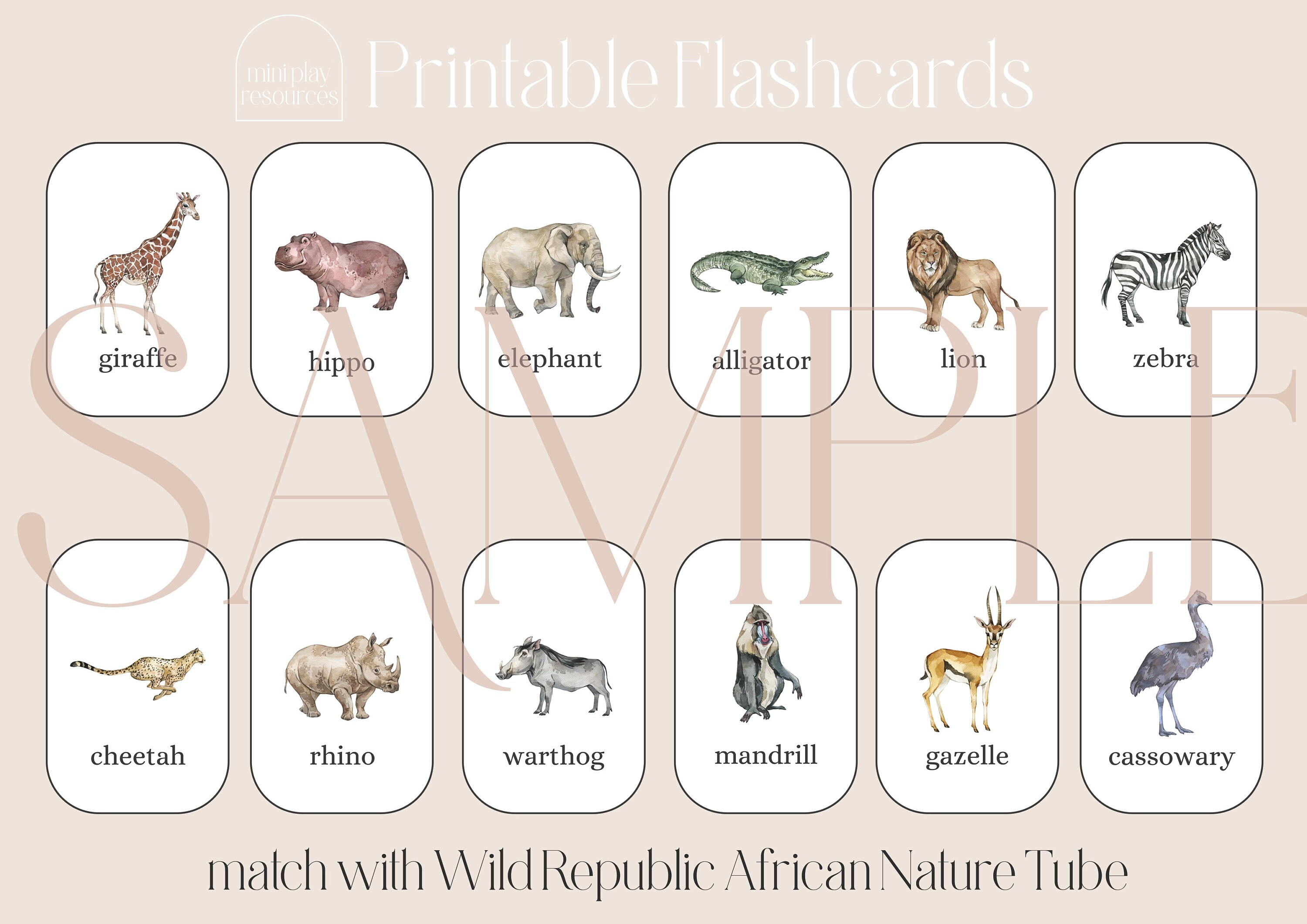 Printable African Animal Cards Wild Republic Matching Cards Montessori ...