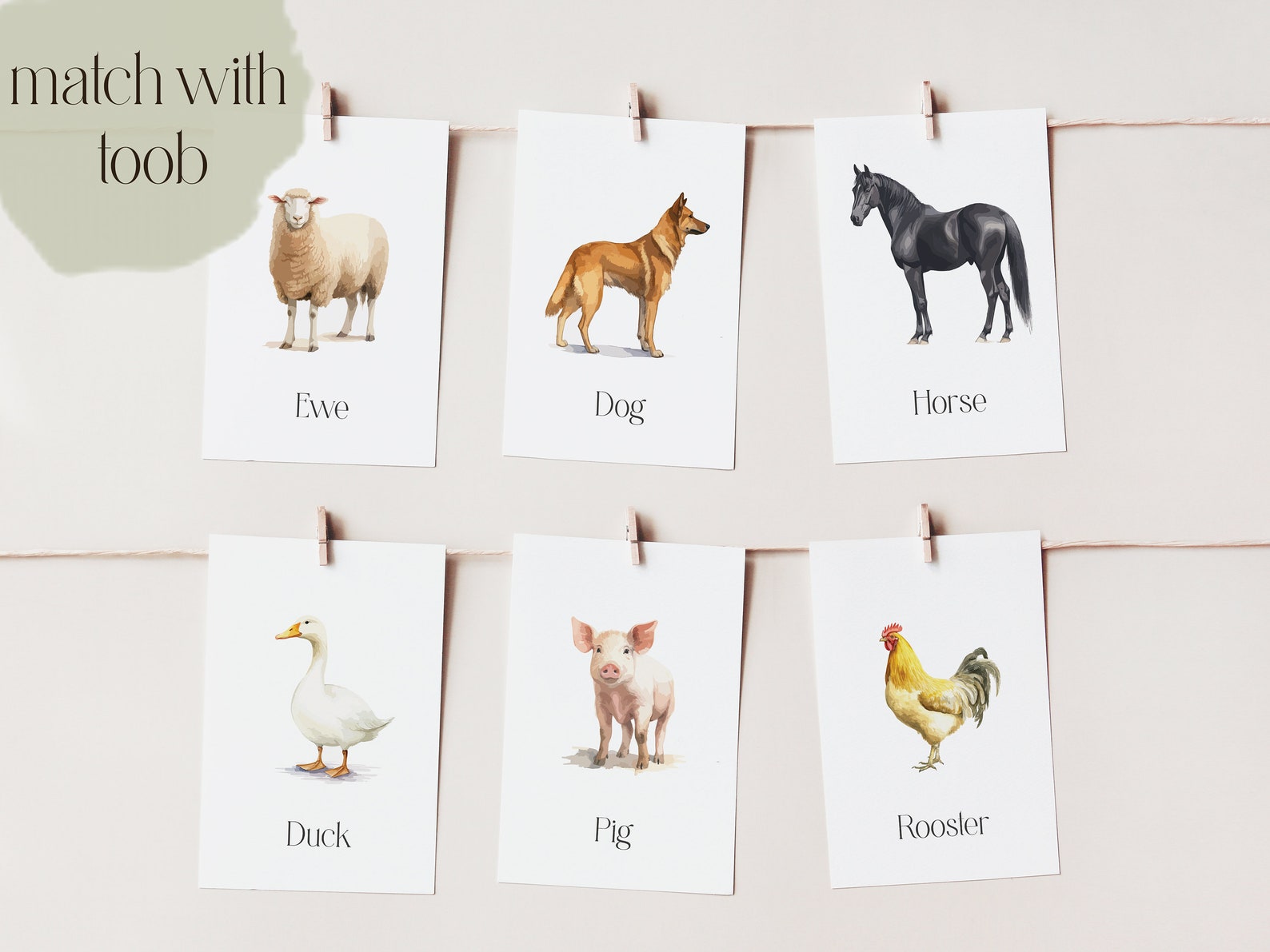 Printable Farm Animal Toob Cards| Toob Matching Cards | Montessori ...
