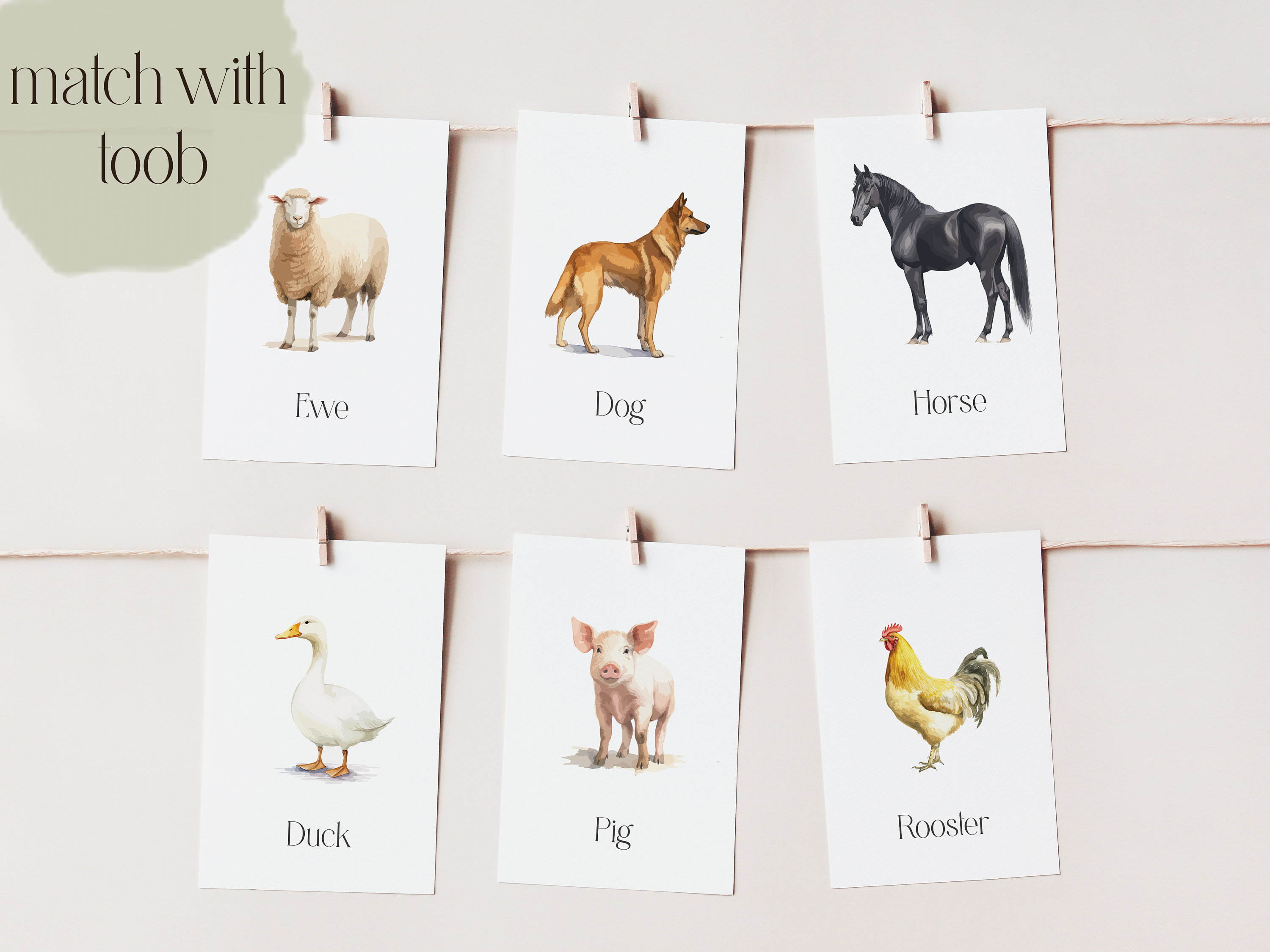 Printable Farm Animal Toob Cards Toob Matching Cards Montessori Cards ...