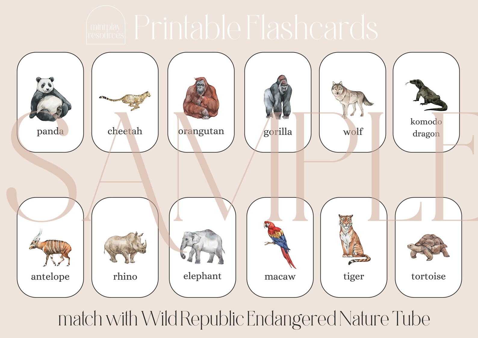 Printable Endangered Animal Cards Wild Republic Matching Cards ...