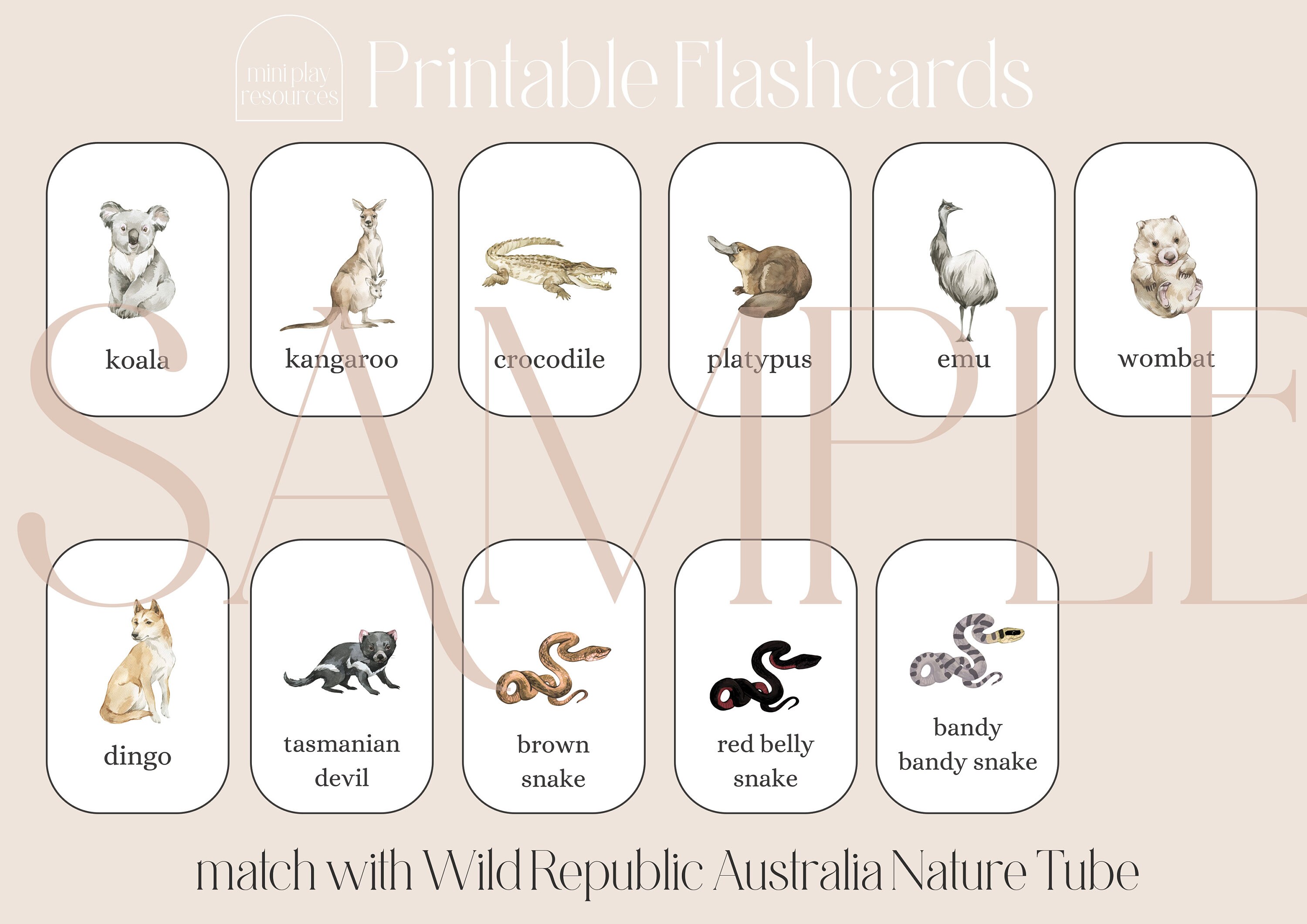 Printable Australia Animal Cards | Wild Republic Matching Cards ...