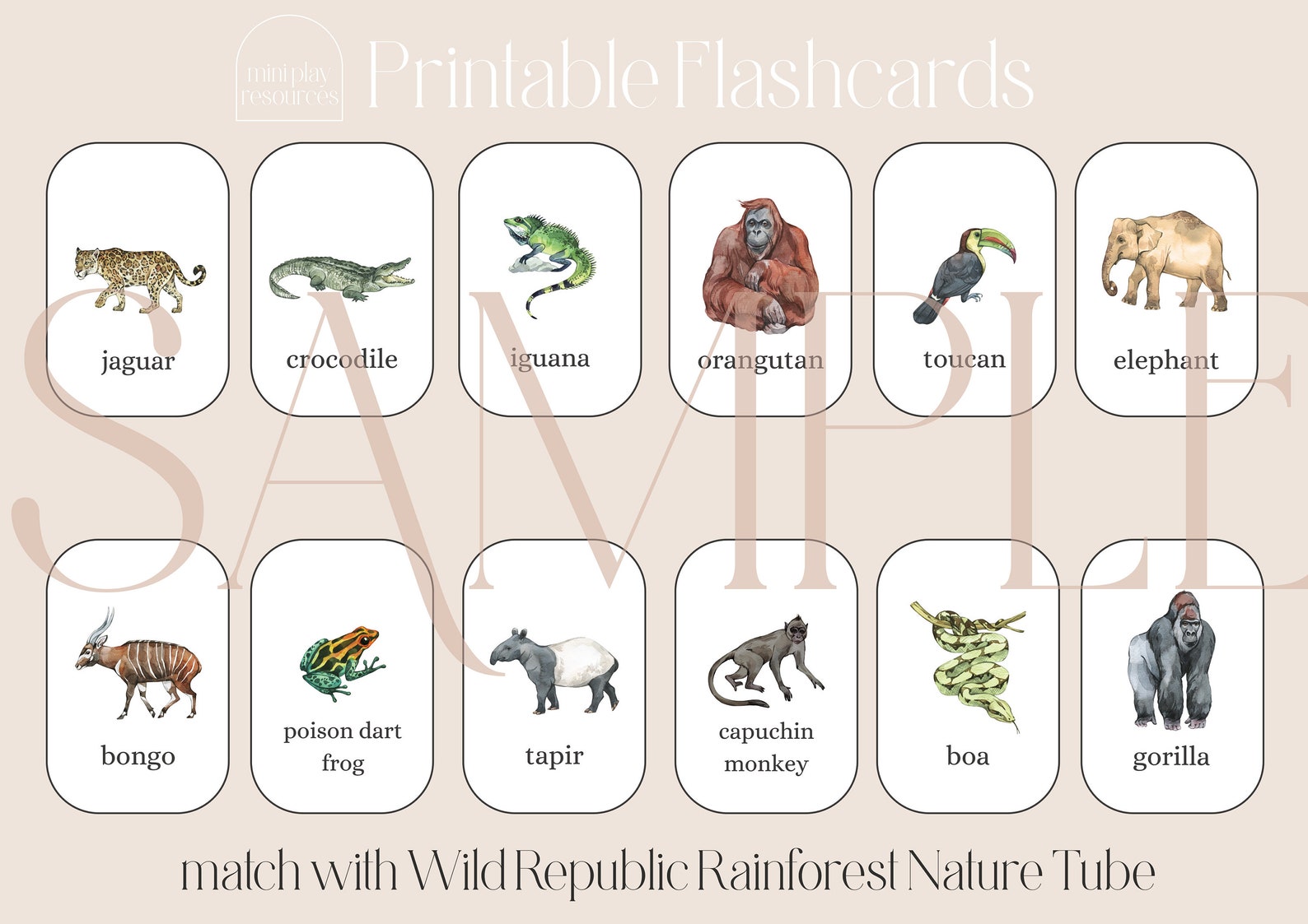 Printable Rainforest Animal Cards Wild Republic Matching Cards ...