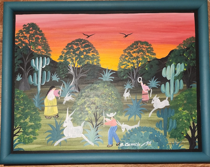 VINTAGE 1998 Mexican Folk Art by ALBERTO CAMILO | Vibrant | Framed - Etsy