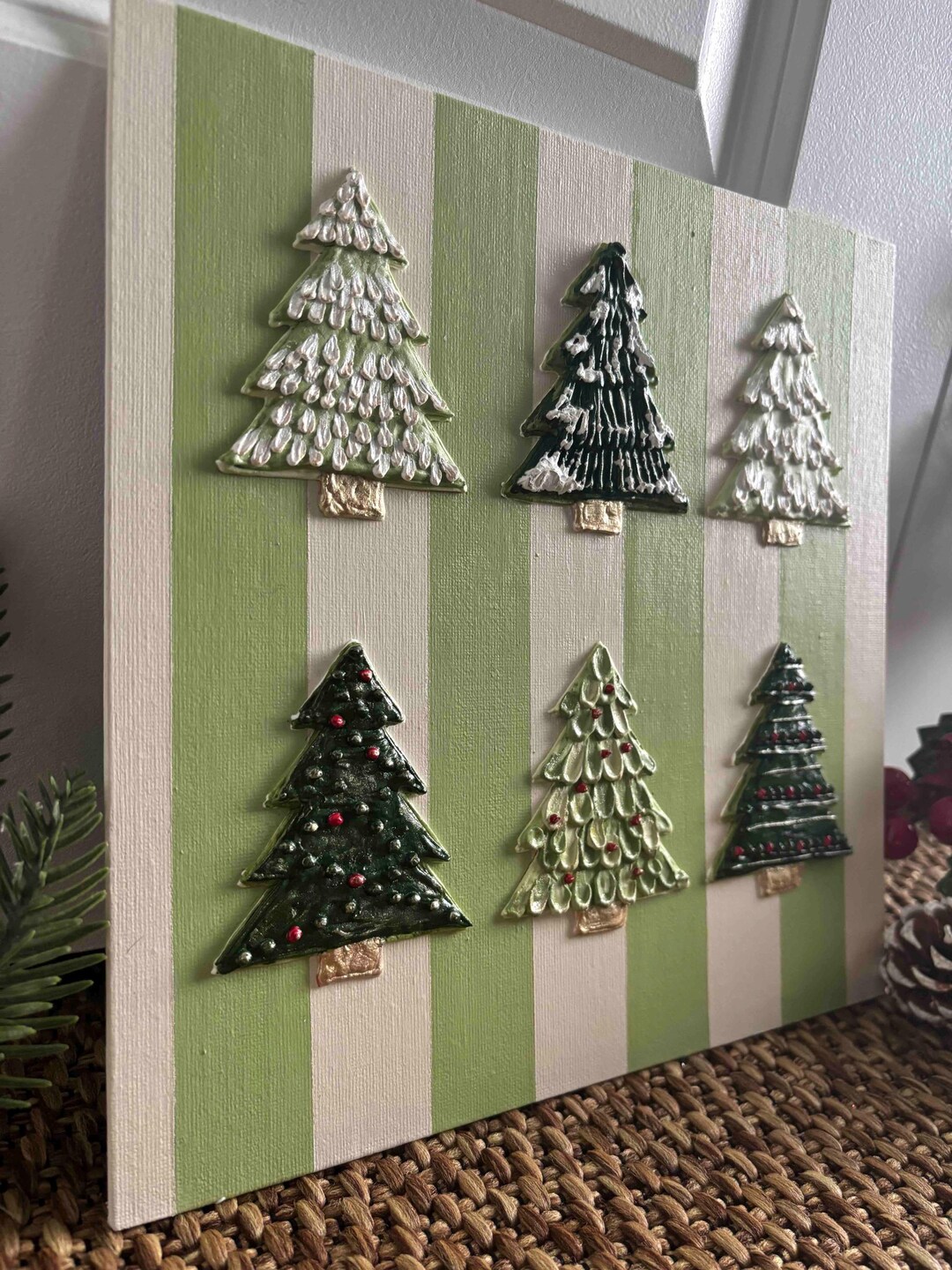 3D Winter Tree Panel | Handmade Holiday Decor | Christmas Gift | Snowy ...