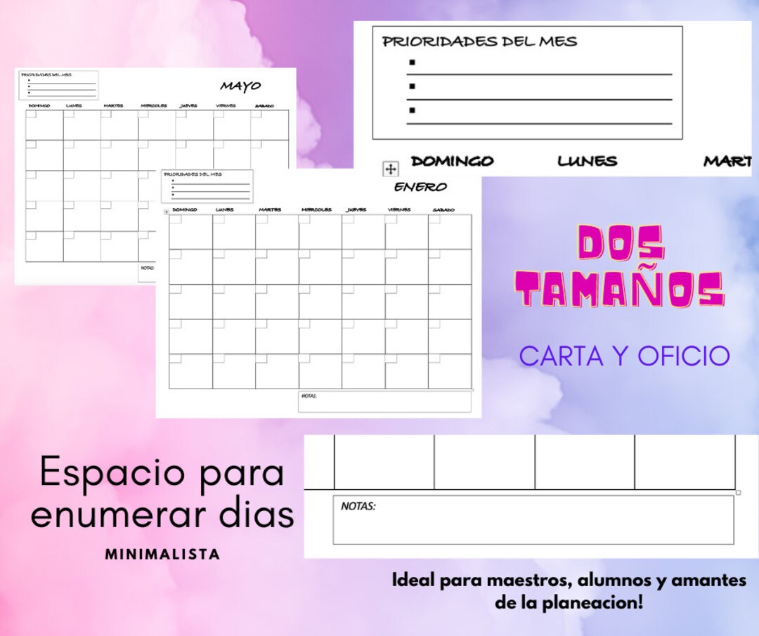 Monthly Calendar Minimalist Notes and Priorities of the - Etsy