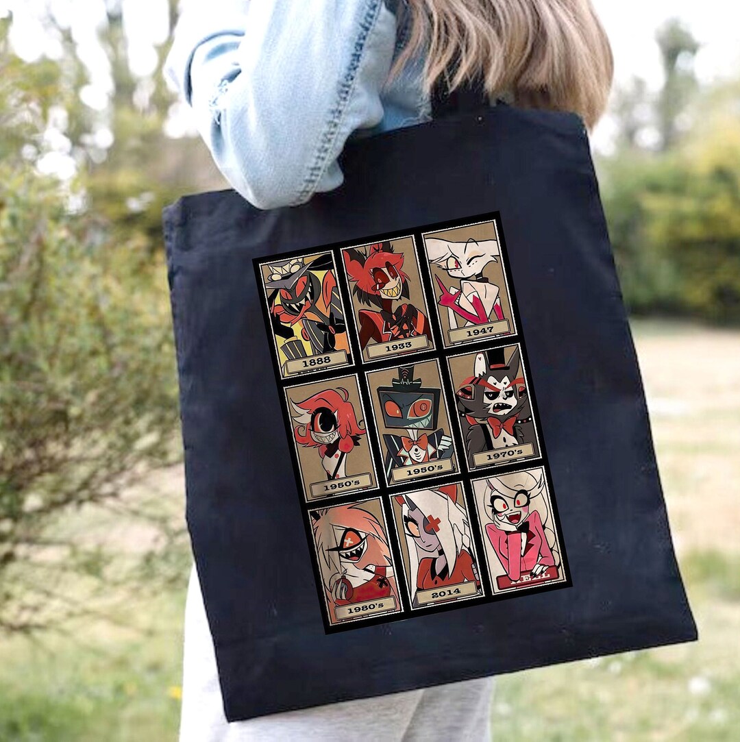 Vintage Hazbin Hotel Characters Totebag, Cartoon Trending Merch ...