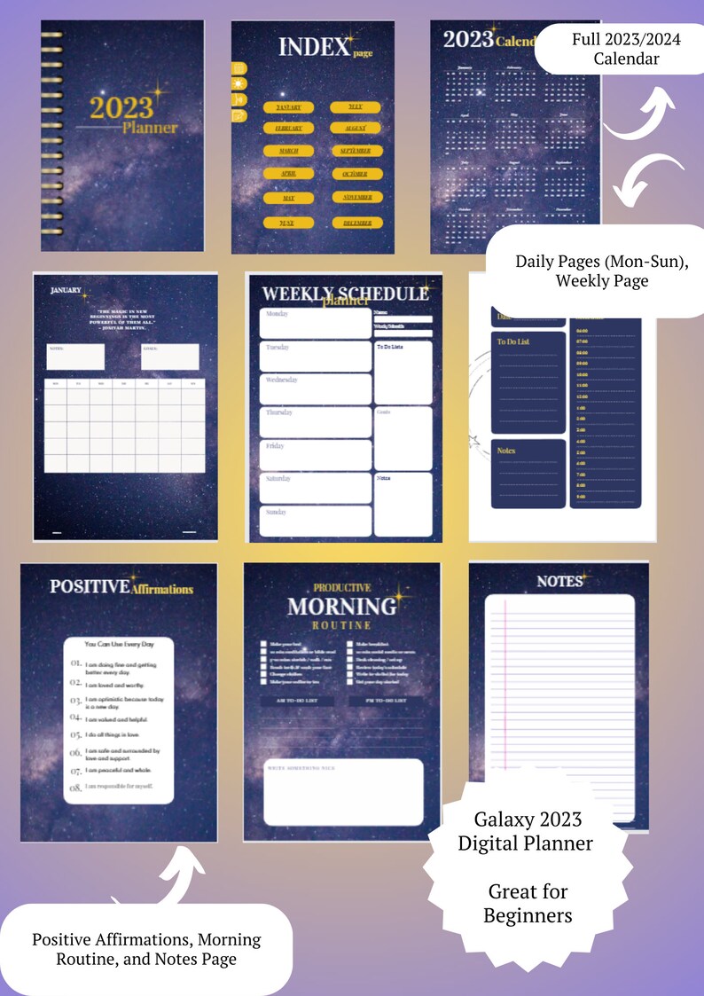 Galaxy Star: Daily, Weekly, Morning Routine Digital Planner - Etsy