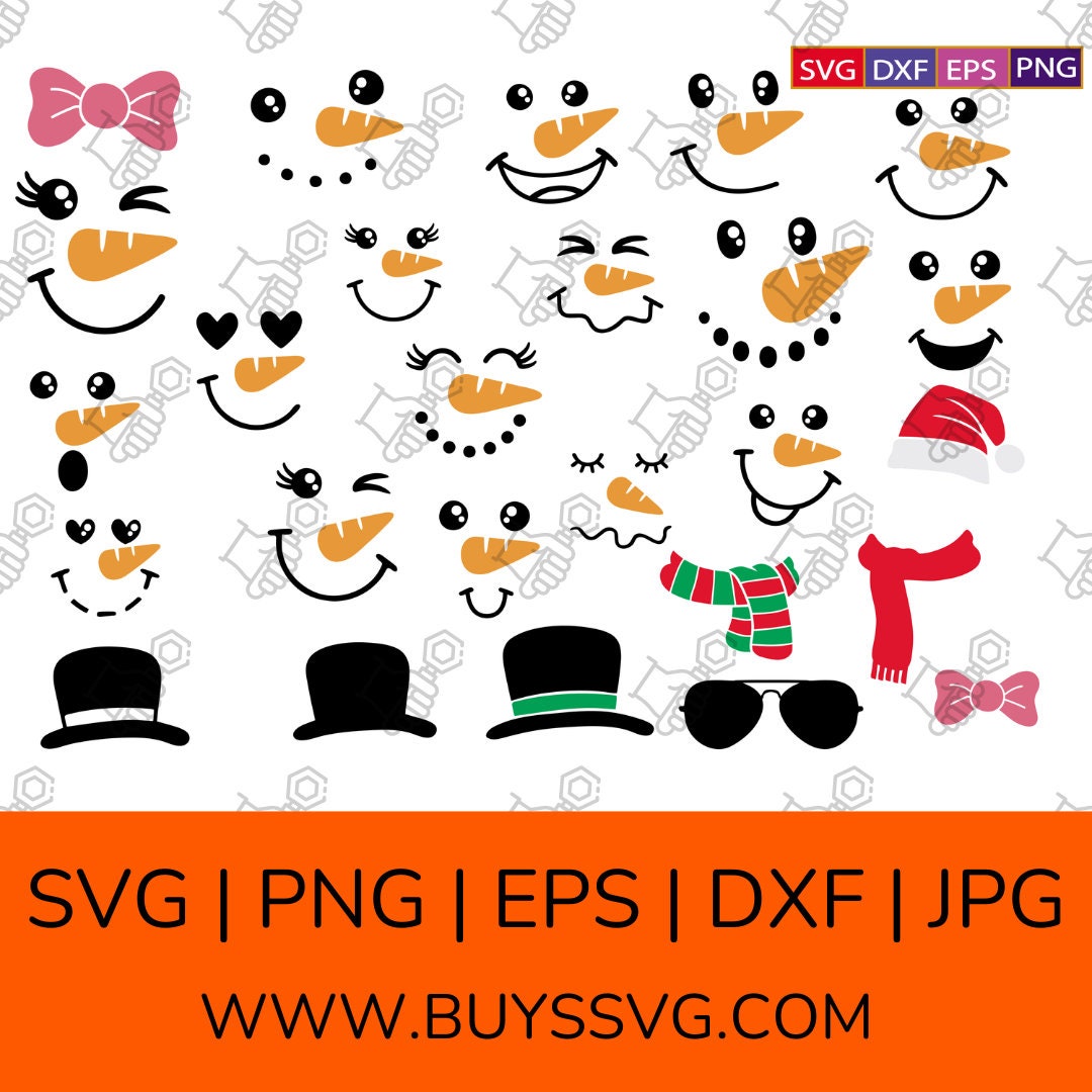 Snowman Face SVG Christmas Snowman Clip Art for Cricut & Silhouette - Etsy