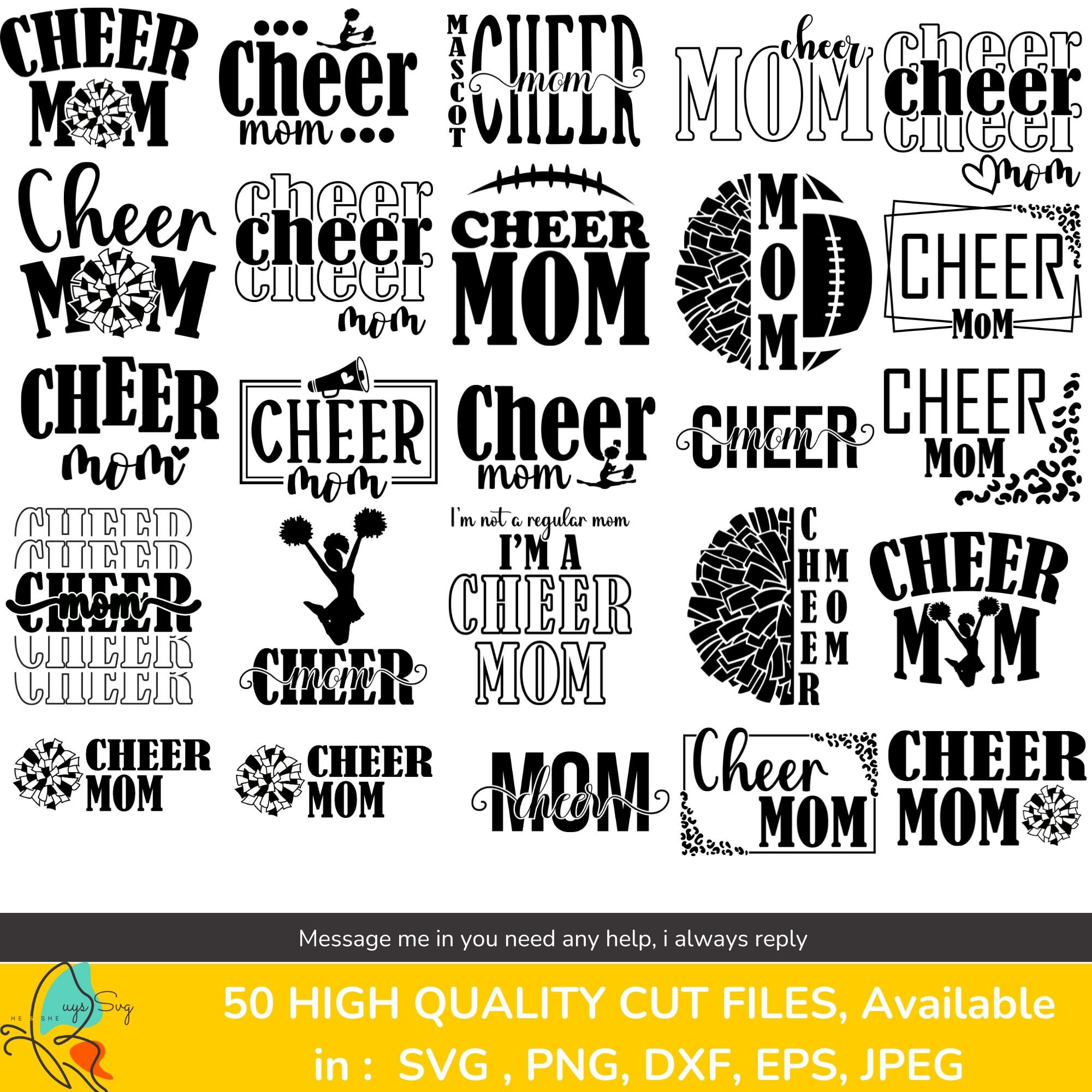 50 Cheer Mom Svg Bundle, Cheer Mom Shirts Svg, Cheer and Football Mom ...