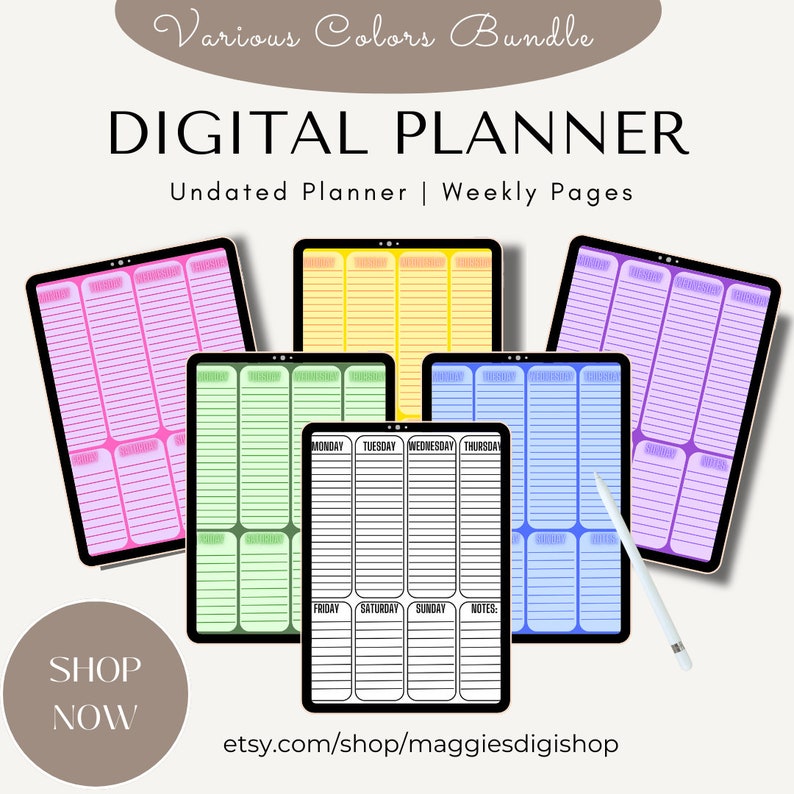 Various Colors Weekly Planner Bundle - Etsy