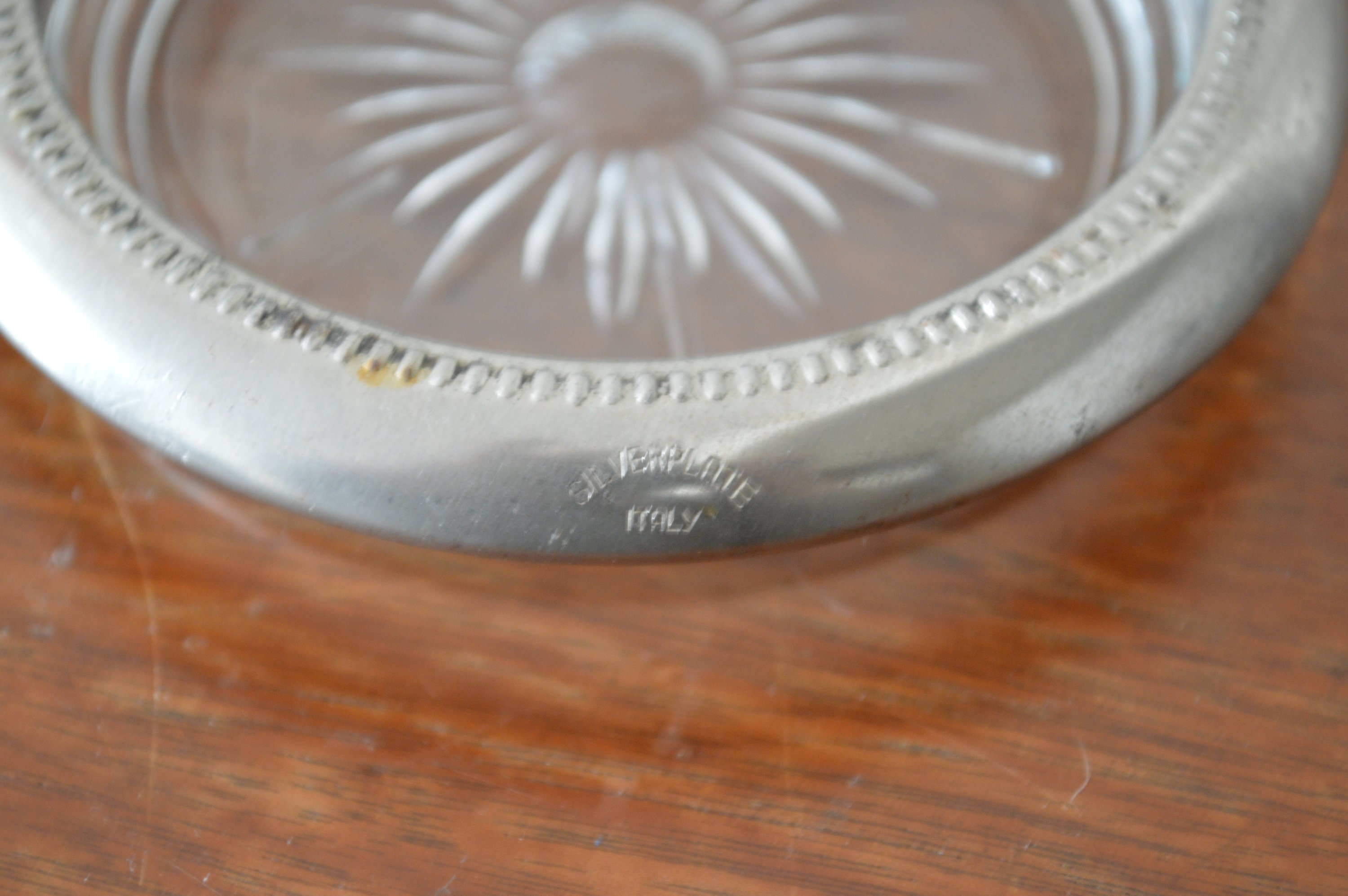 Italian Silverplate and Cut Glass Coasters (set of 8) | Vintage Metal ...