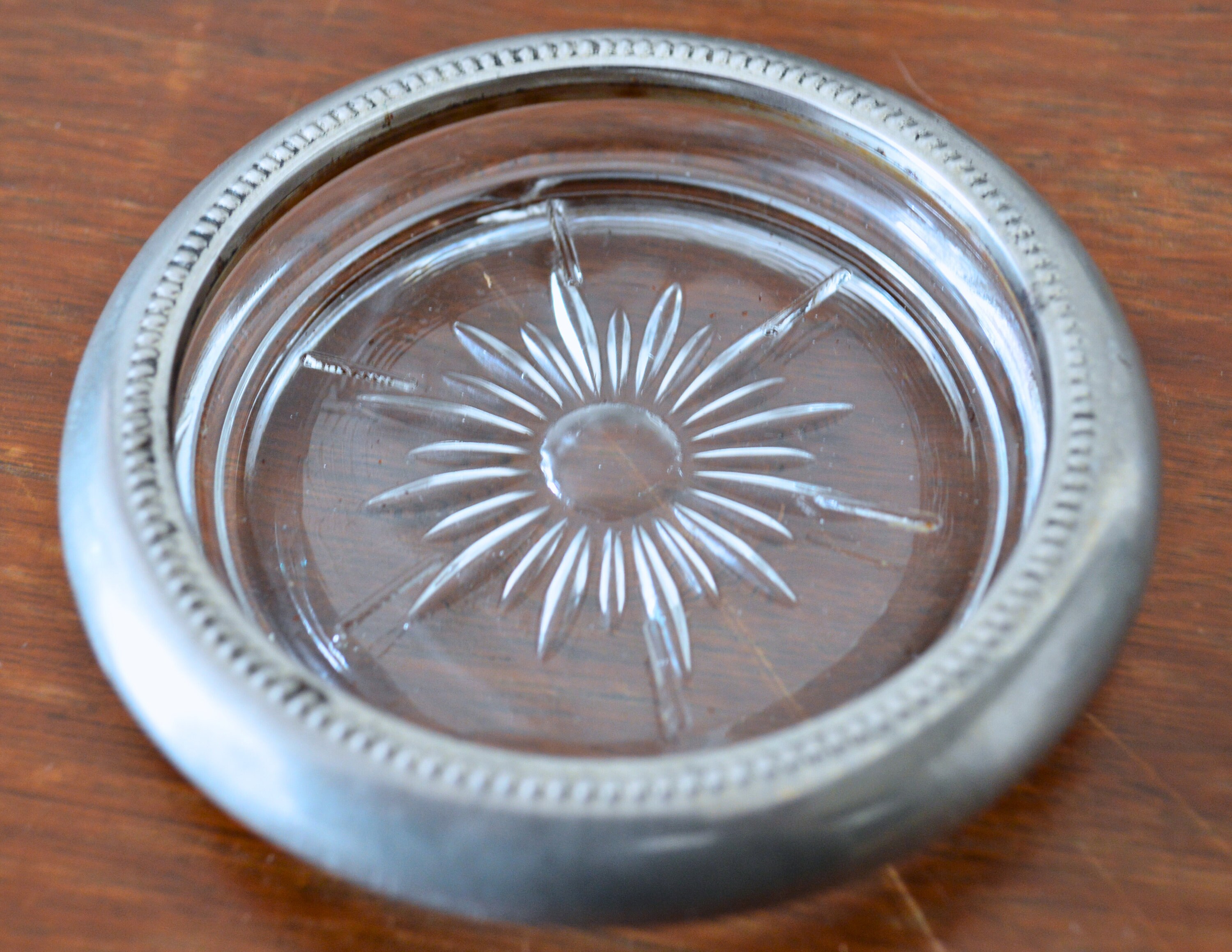 Italian Silverplate and Cut Glass Coasters (set of 8) | Vintage Metal ...