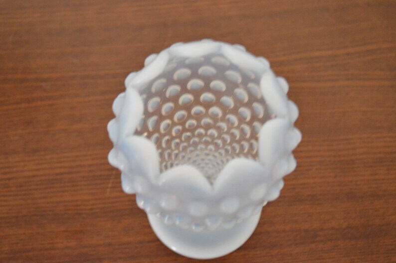 Vintage Moonstone Opalescent Fenton Hobnail Scalloped Edge Bud Vase ...