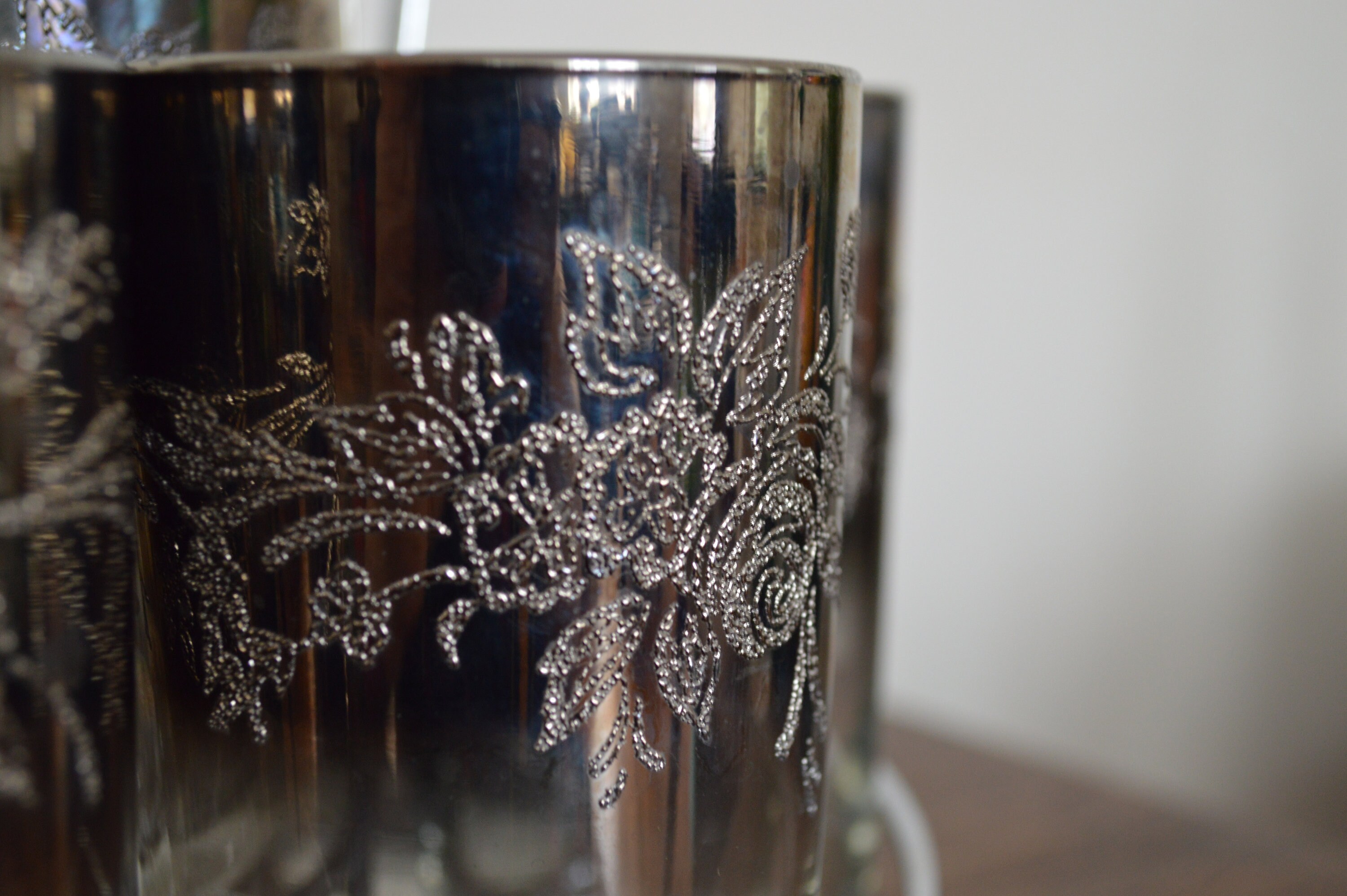 Vintage MCM Vitreon Queens Lusterware Black Chrome Ombre Highball ...