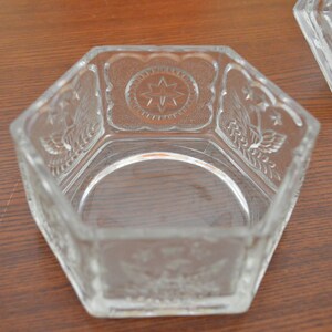 Vintage Clear Pressed Indiana Glass Tiara Candy Dish With Lid Eagle and ...